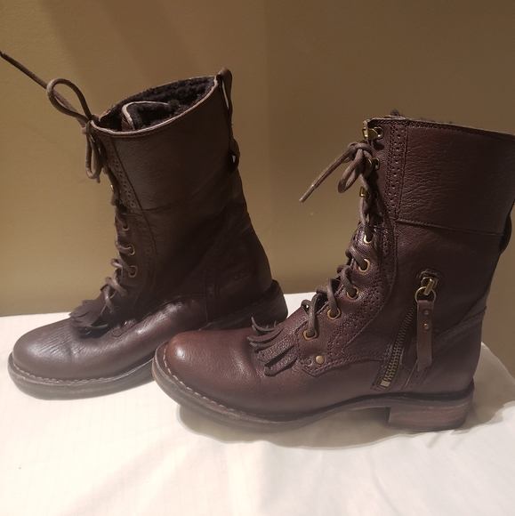 UGG | Shoes | Ugg Leather Lace Up Kilty Boots 6 | Poshmark